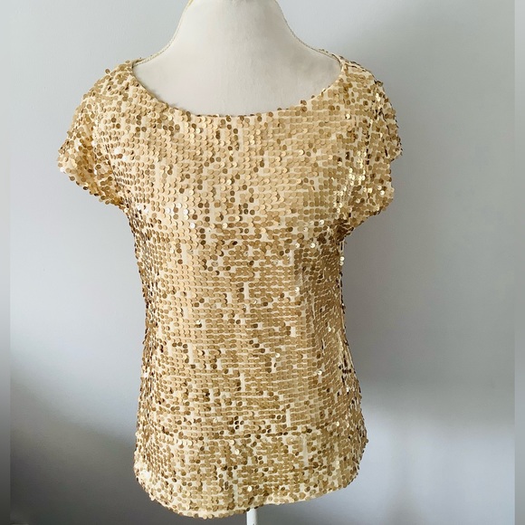 Ariella | Tops | Dressy Gold Sequined Top | Poshmark